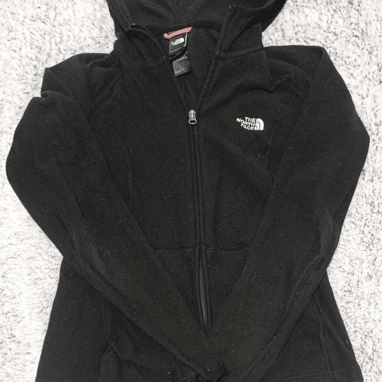 The North Face, black, zip-up, fleece hoodie Size:... - Depop