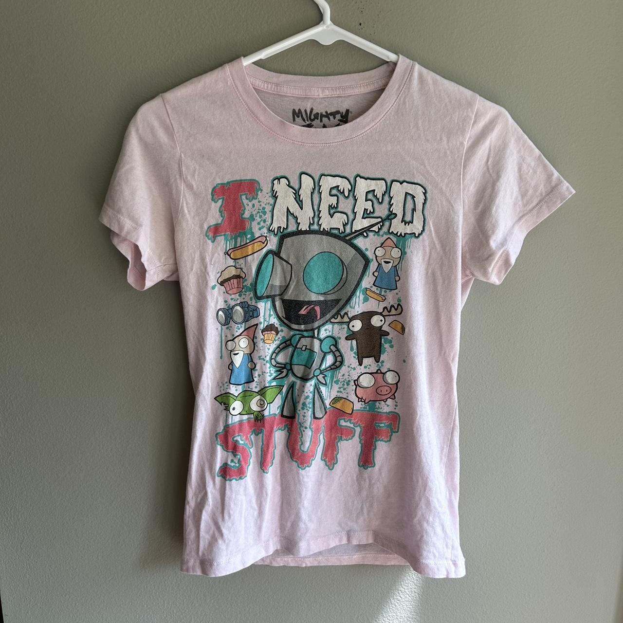 baby pink mighty fine tee with invader zim i need... - Depop