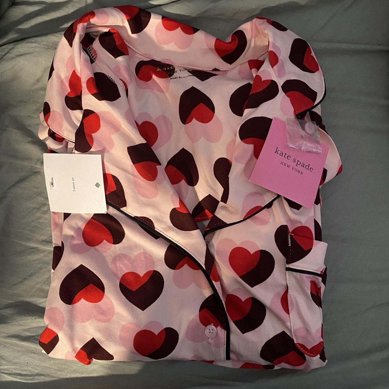 Kate Spade Long Sleeve Pajama Set Heart Print... - Depop
