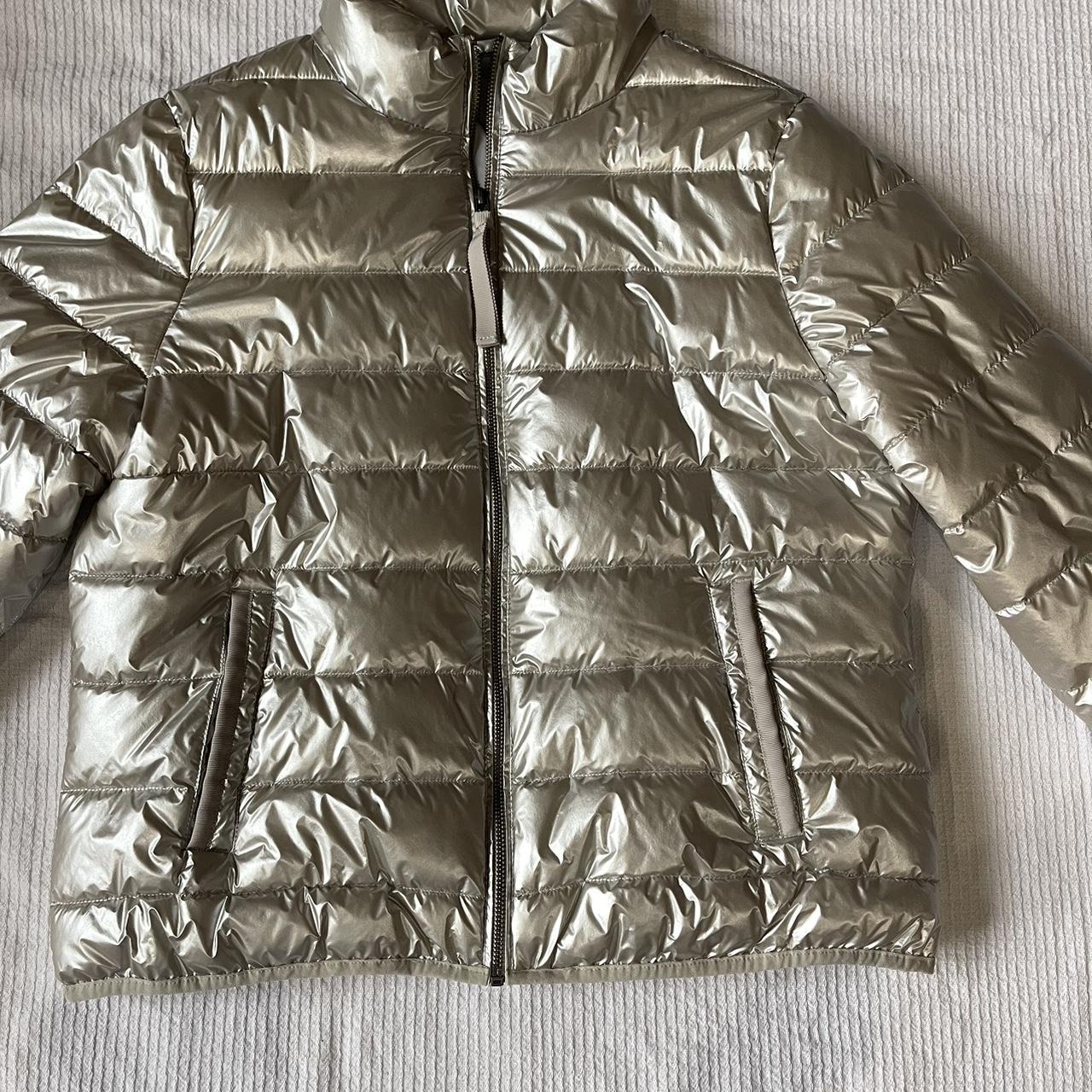 Stylus size Large silver metallic puffer jacket. - Depop
