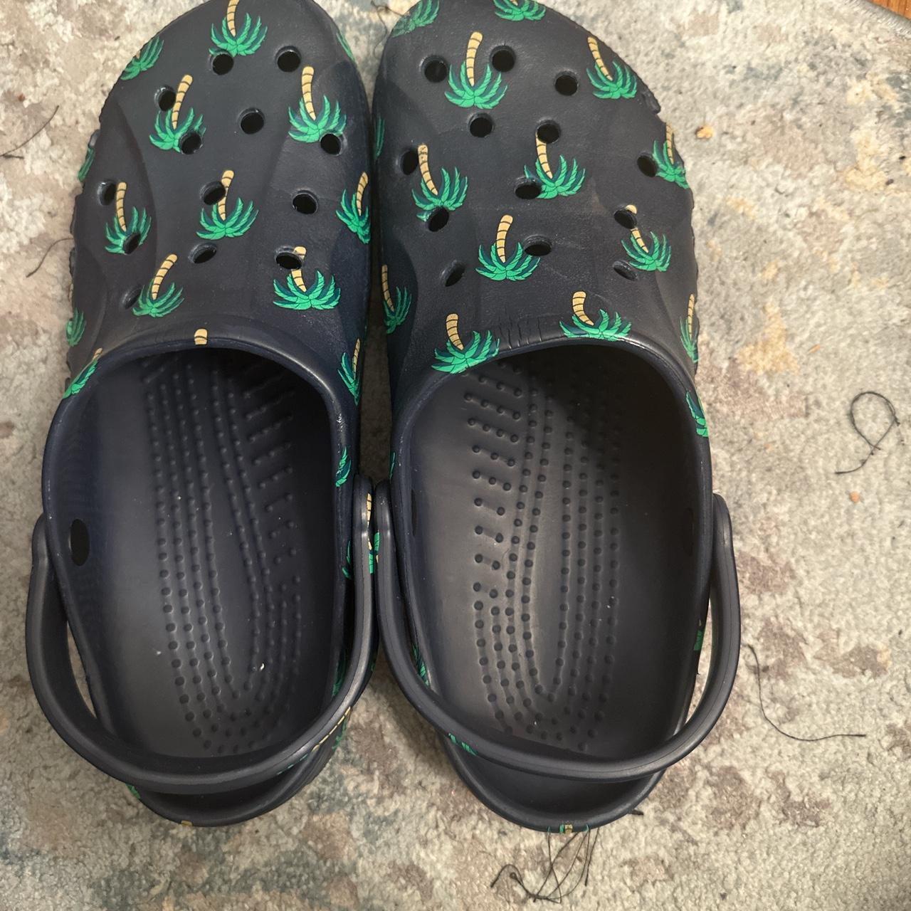 Crocs Men's Navy and Green Sandals | Depop