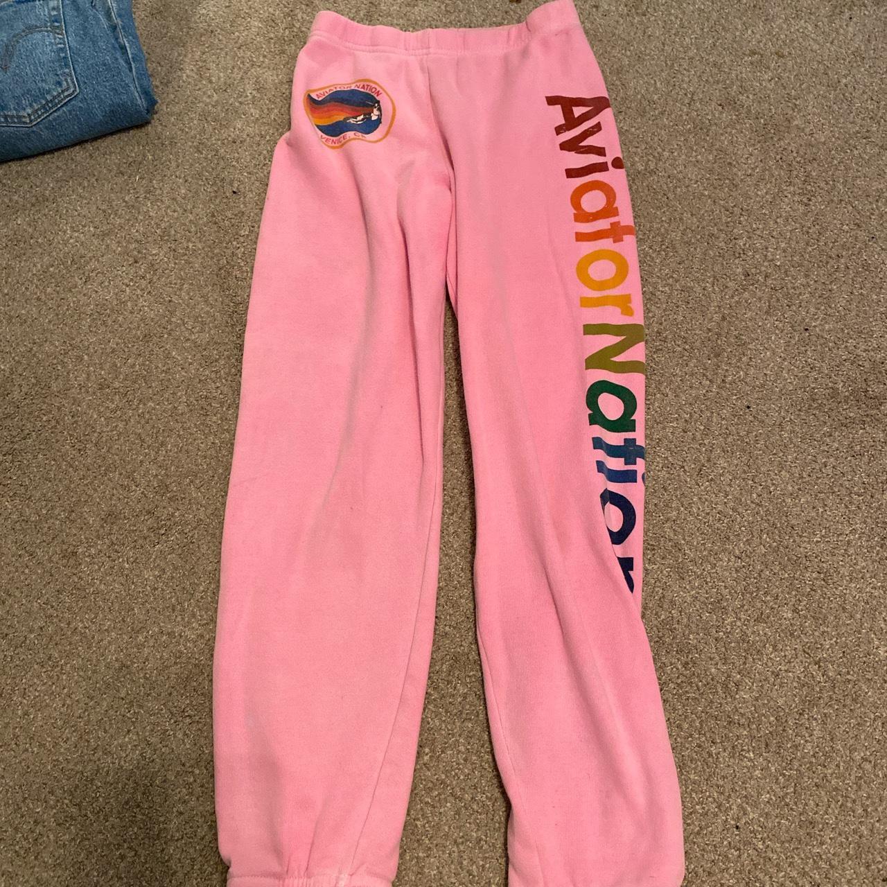 aviator nation, pink sweatpants Size 14 - Depop