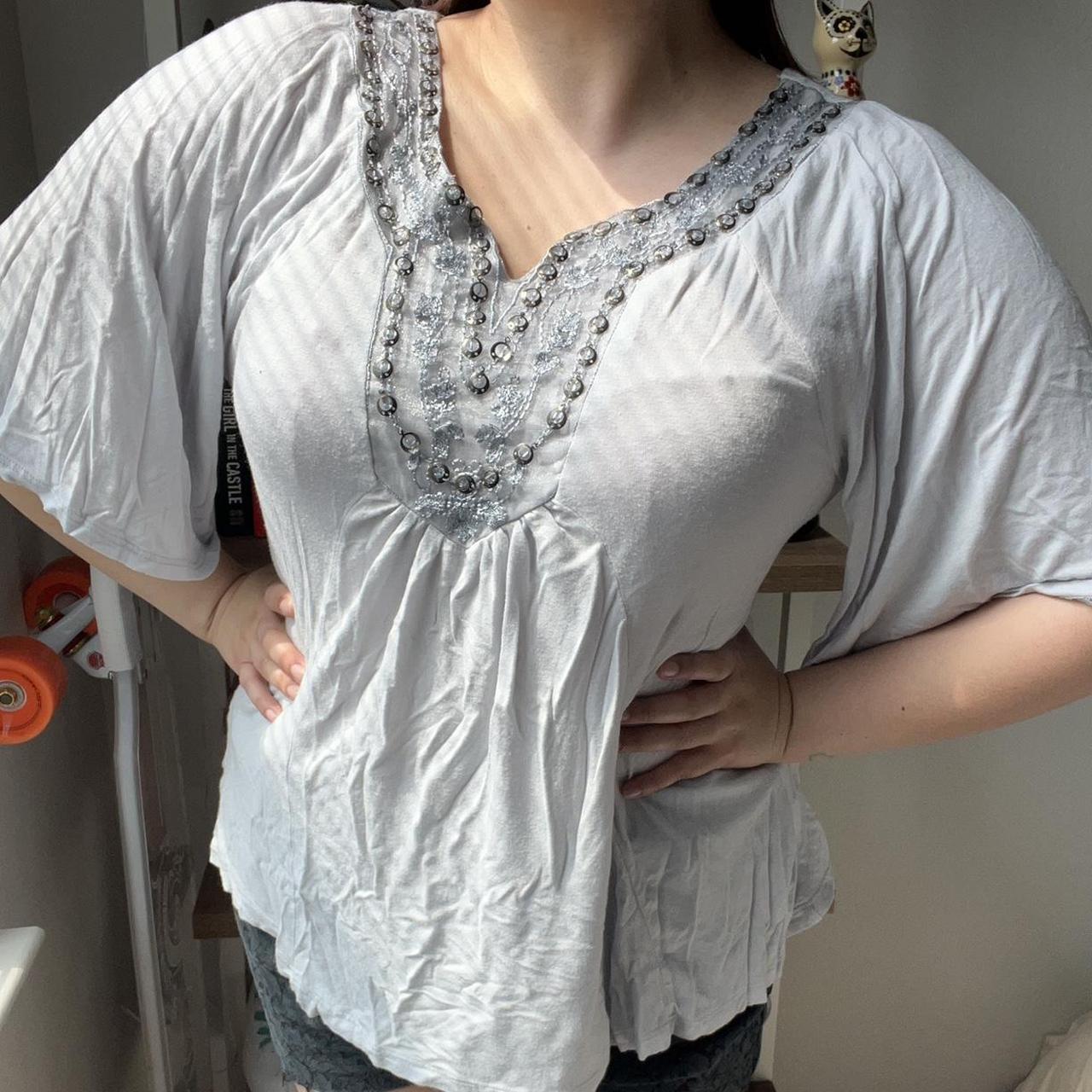 Cute Light Grey Fringe Blouse 👚 Really love the... - Depop