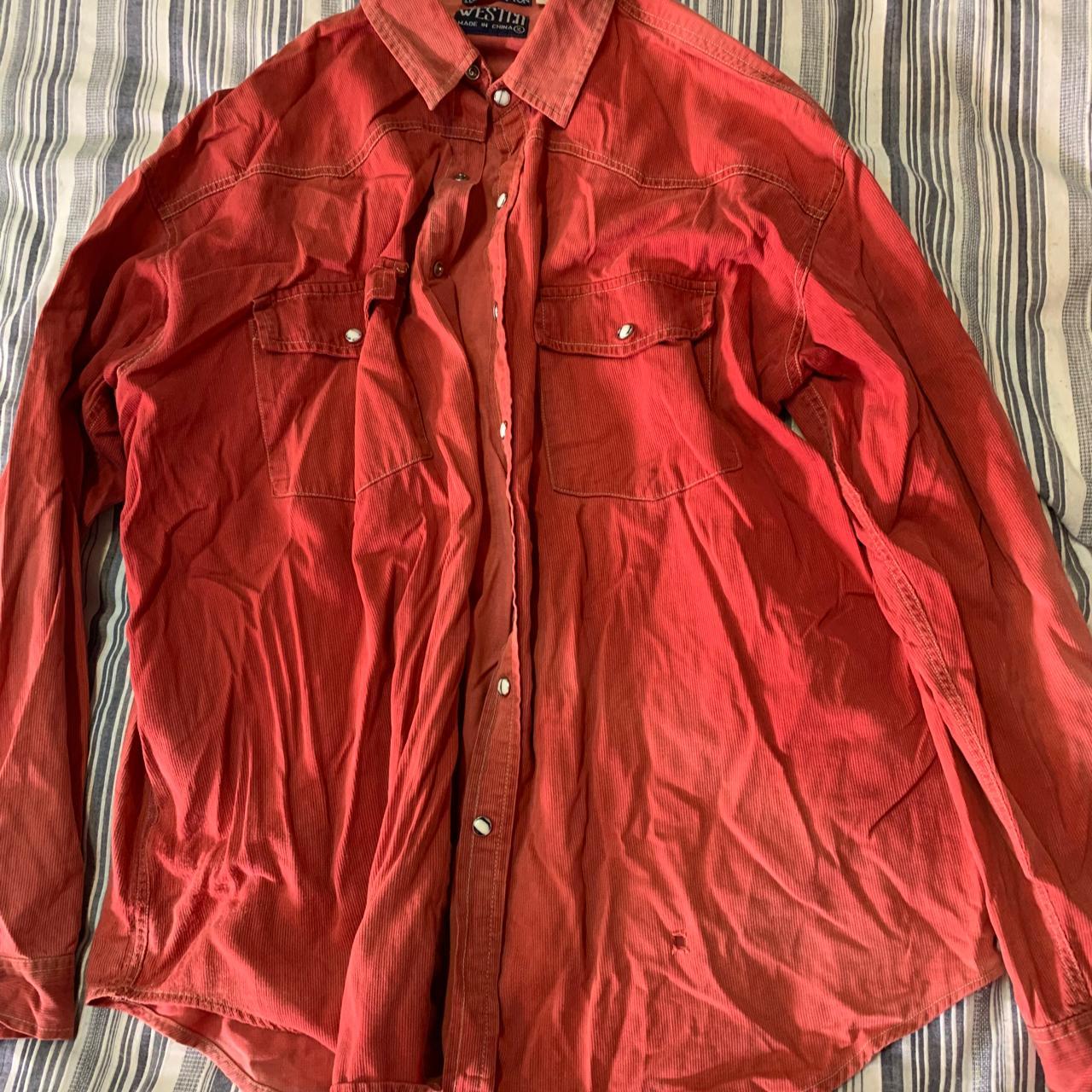 - Westco vintage red button-up - Cotton material, XL... - Depop