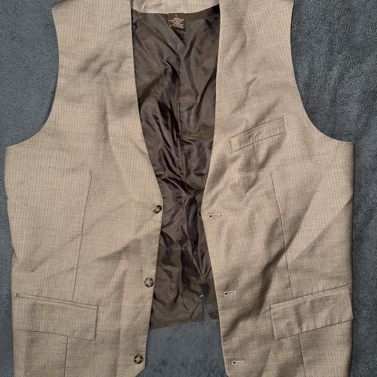 Large Tan vintage Perry Ellis vest - Depop