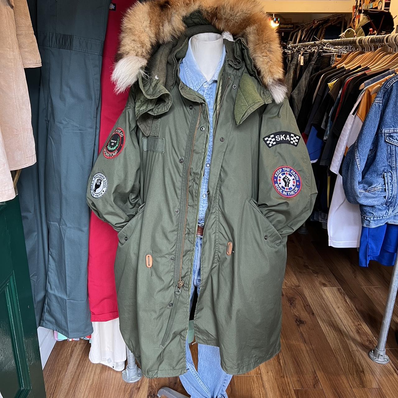 USA army fishtail mod parka with patches size... - Depop