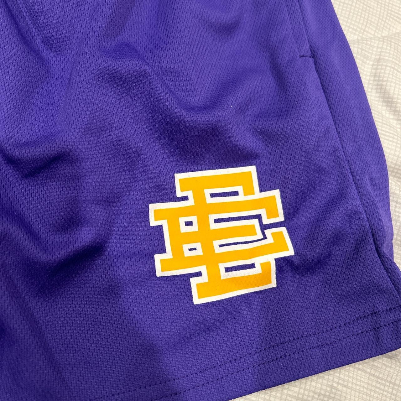 Purple and Yellow Eric Emanuel Shorts - Depop