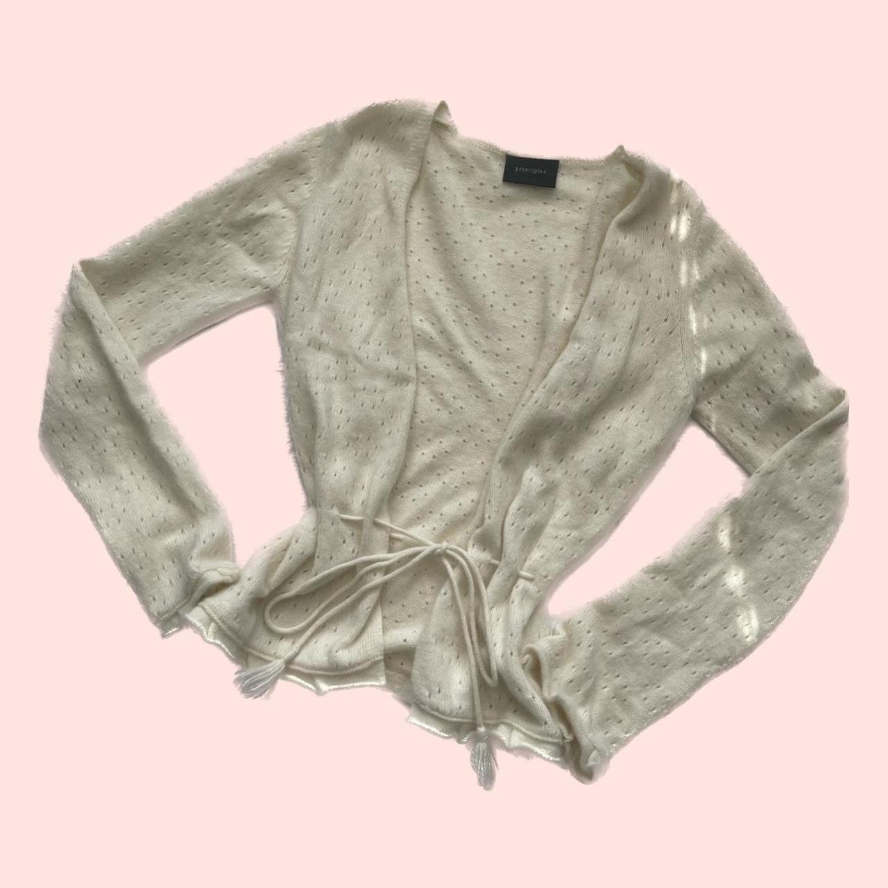 Principles Women's Cream and White Cardigan | Depop