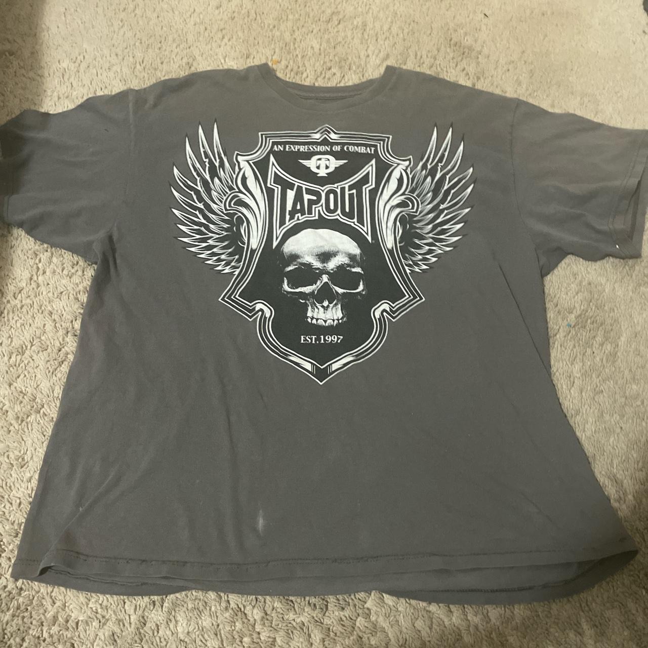 gray tapout shirt fits more like an xl tbh #grunge... - Depop