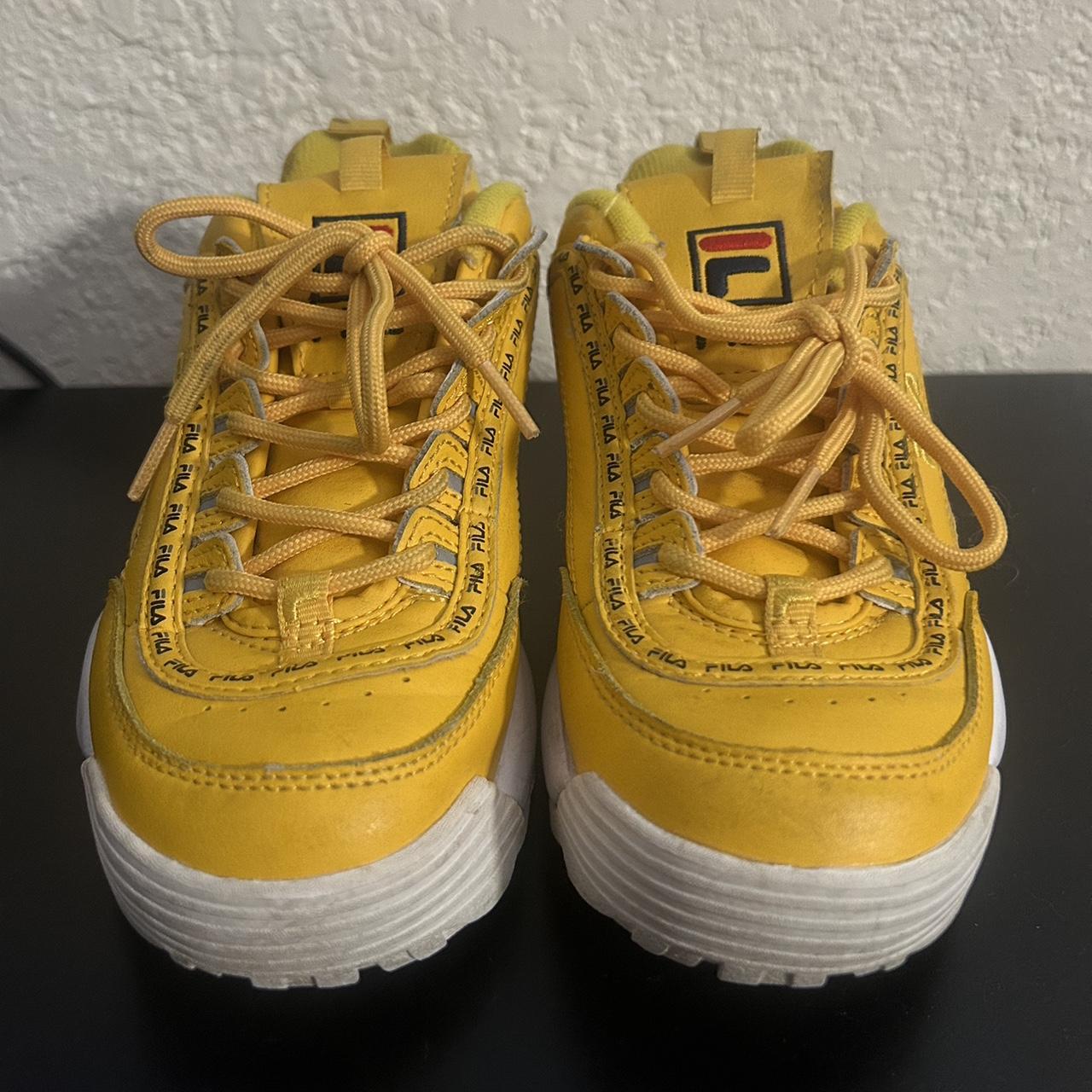 yellow filas size 5/5.5 - slightly creased - look a... - Depop