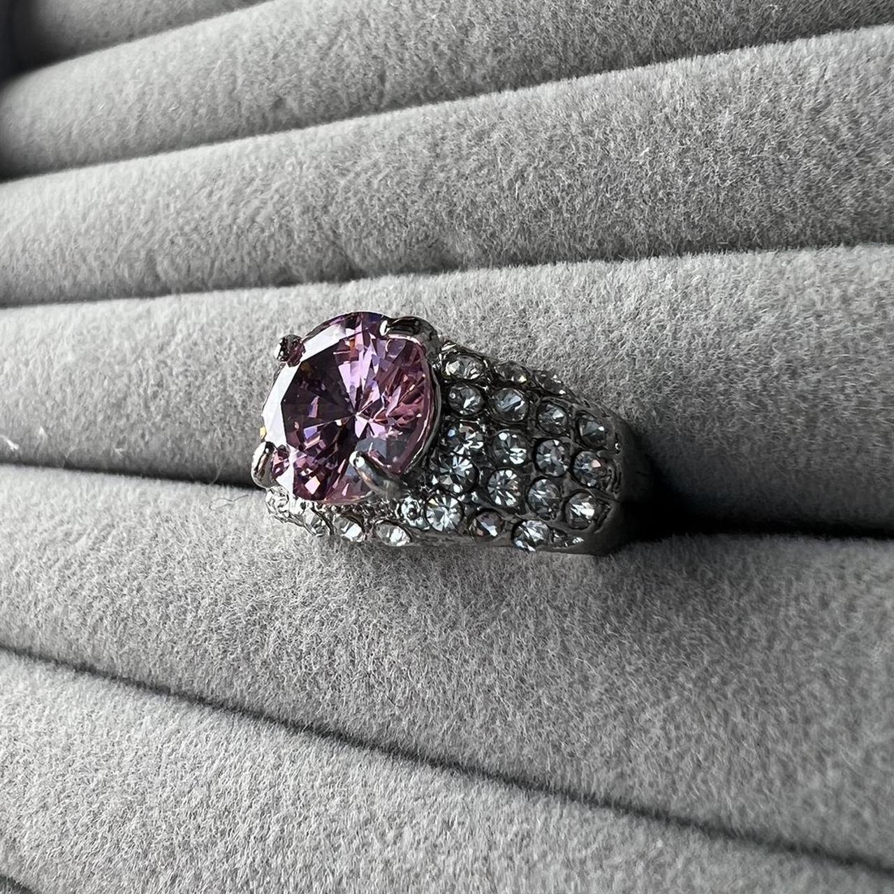 Pink Princess Ring 👸🏻 Sterling Silver Pink/Clear... - Depop