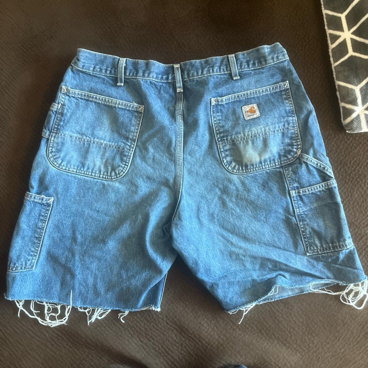 Blue Carhartt Jorts custom a little short willing to... - Depop