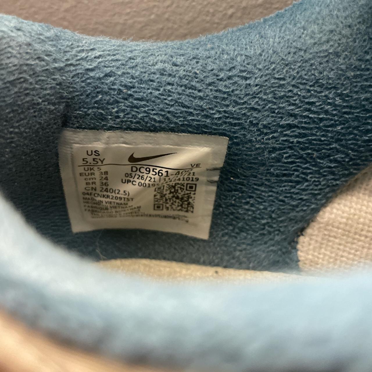 Nike Dunk Low blue and white Size 5.5 a little... - Depop