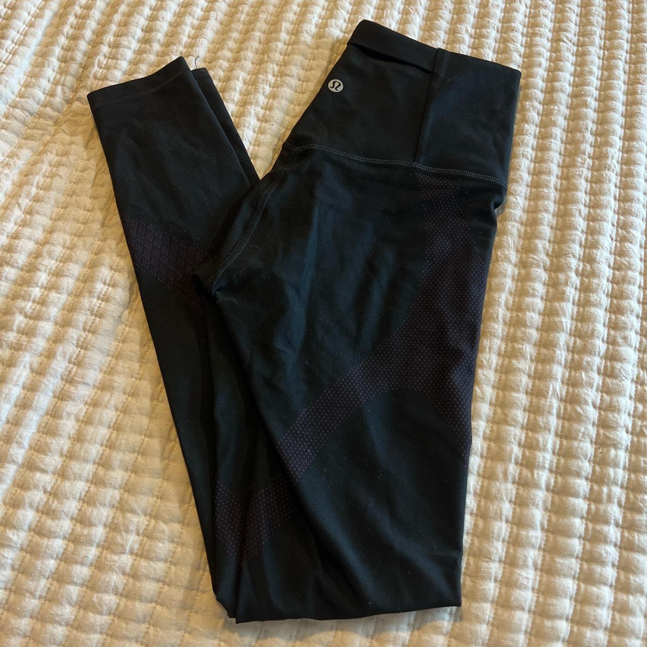Black Lululemon Align leggings w/subtle pink design.... - Depop