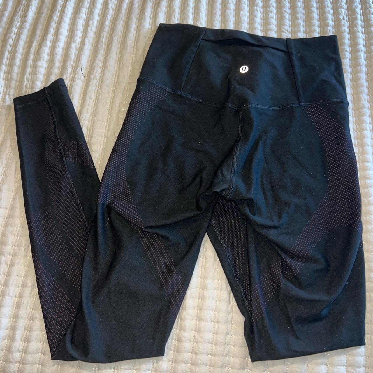 Black Lululemon Align leggings w/subtle pink design.... - Depop