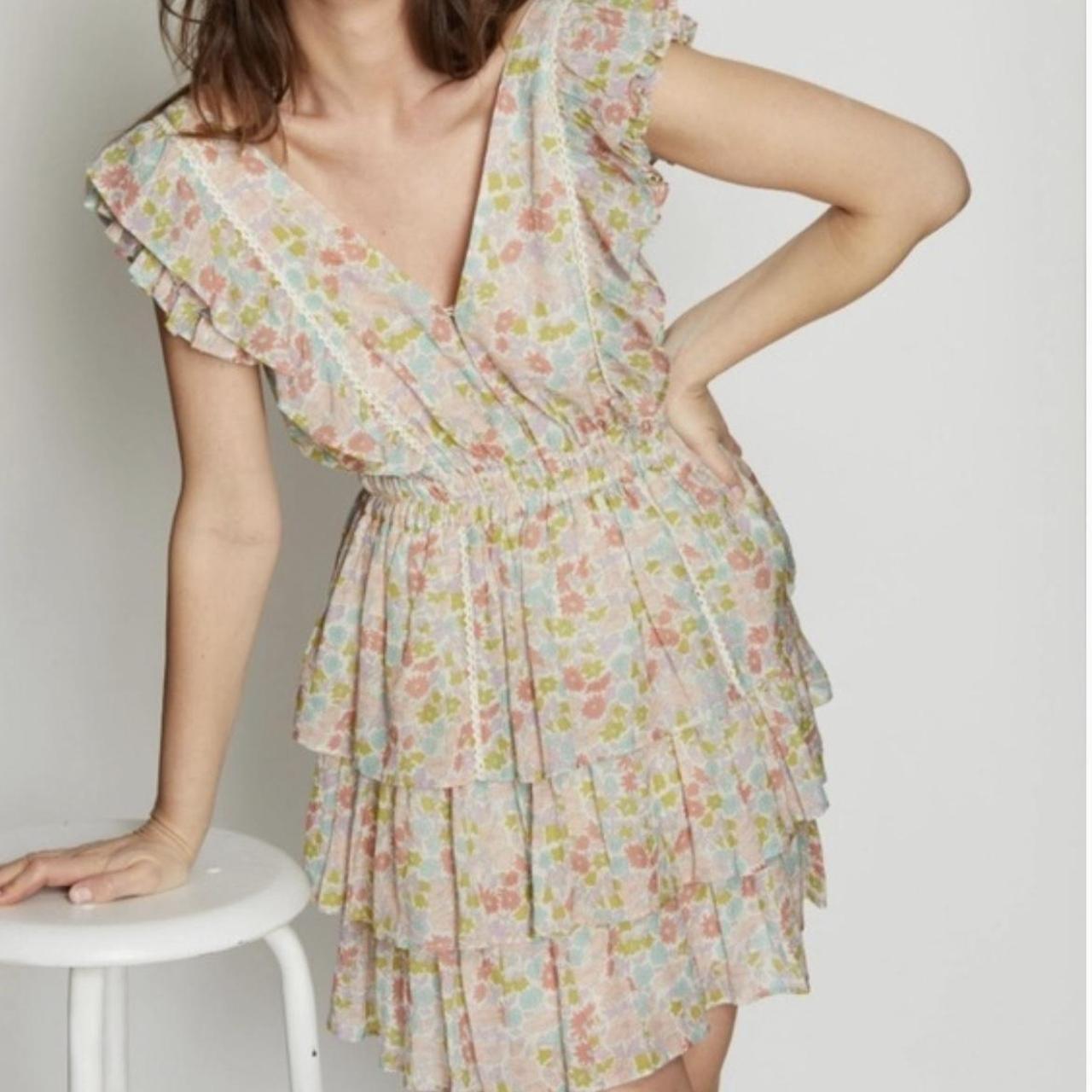 LoveShackFancy Women's Pink and Green Dress | Depop