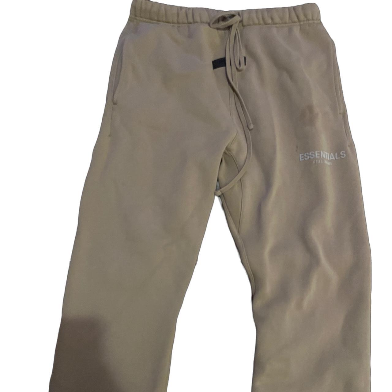 Tan Essentials Sweatpants Small Oil stain shown in... - Depop