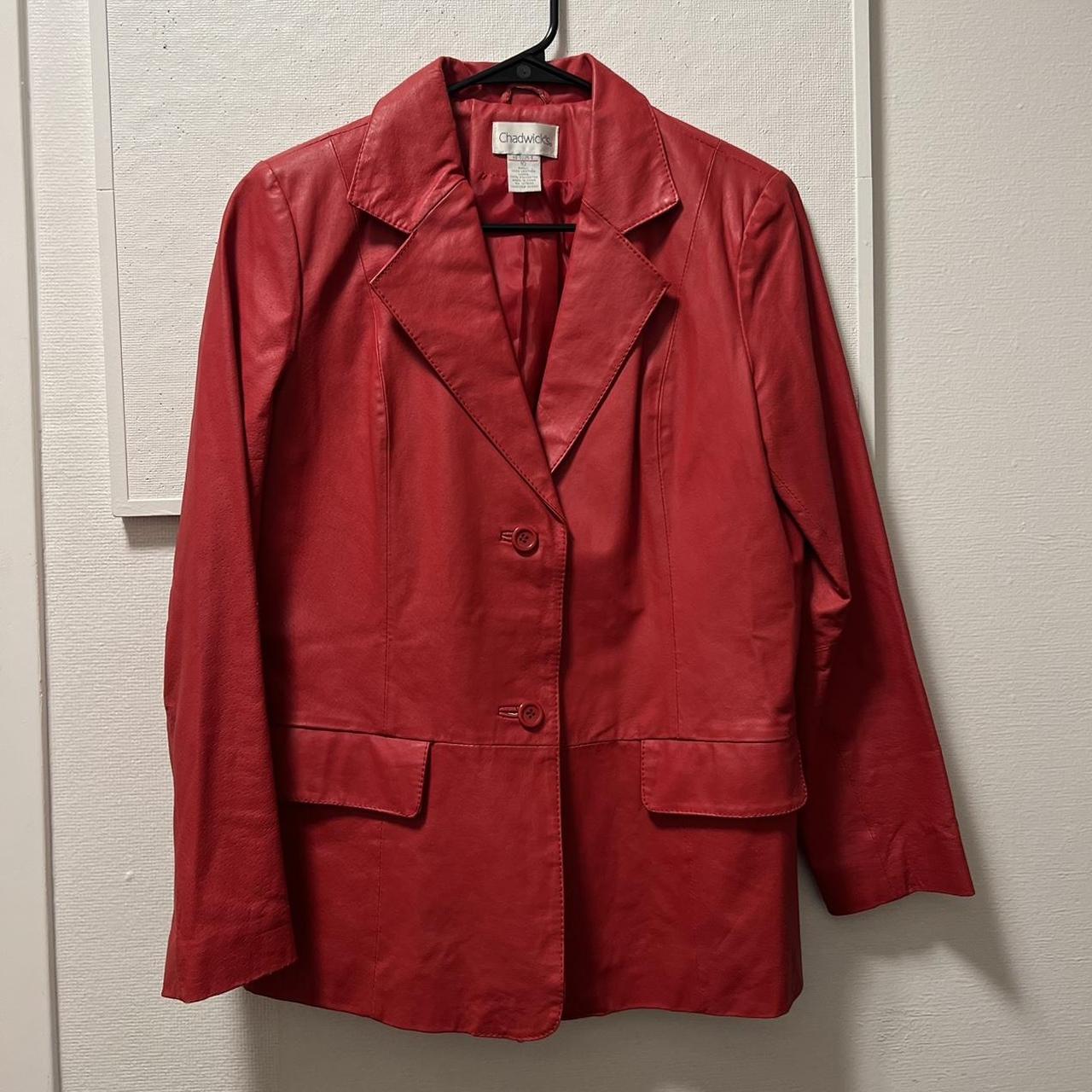 Super stylish red leather jacket! ️‍🔥 Size 10, but... - Depop