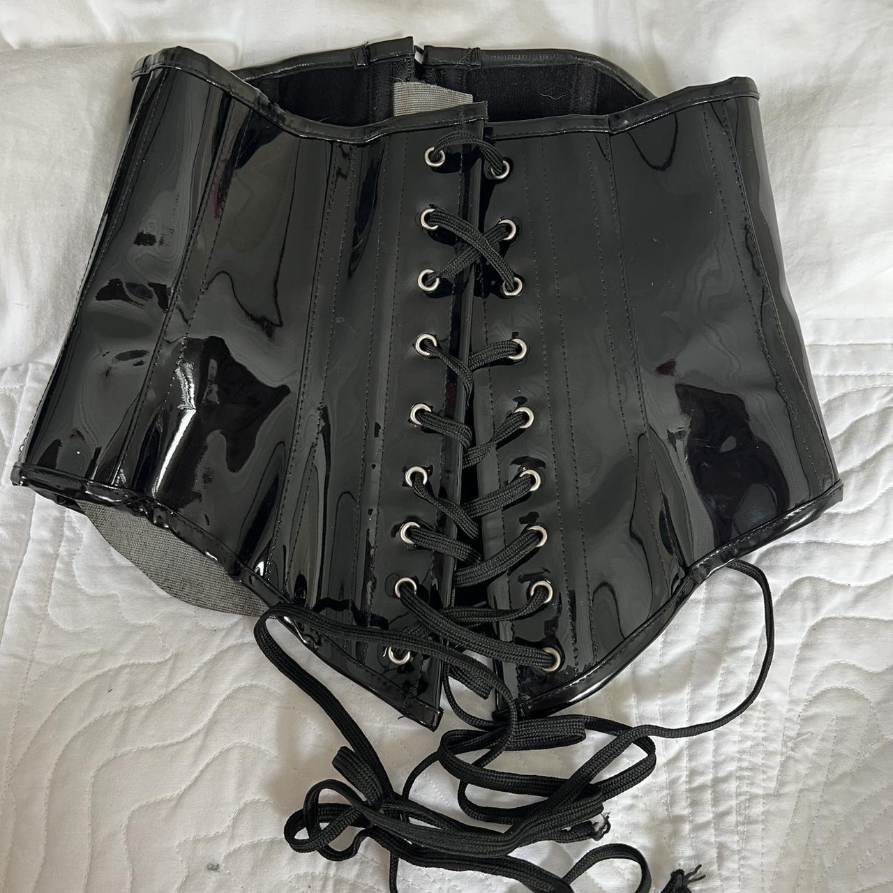 PVC waspie black Adjustable at the back, front... | Depop