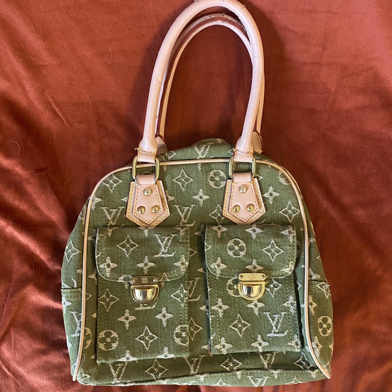 Green denim Louis Vuitton bag - Depop