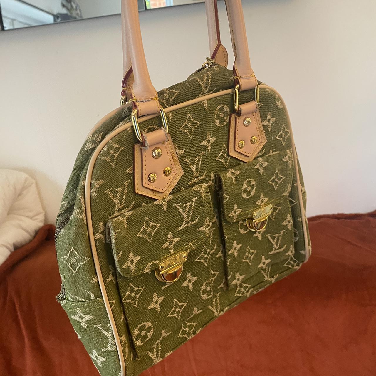 Green denim Louis Vuitton bag - Depop