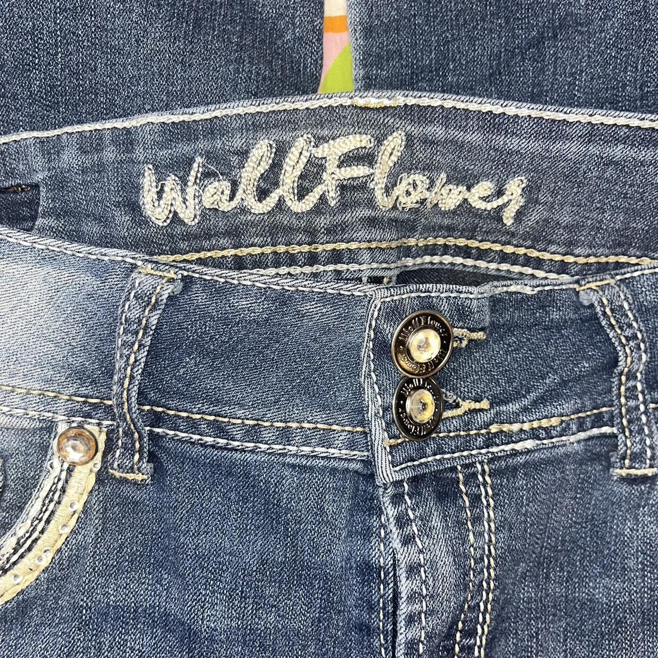 Wallflowers blue and navy jeans with rhinestones -... - Depop