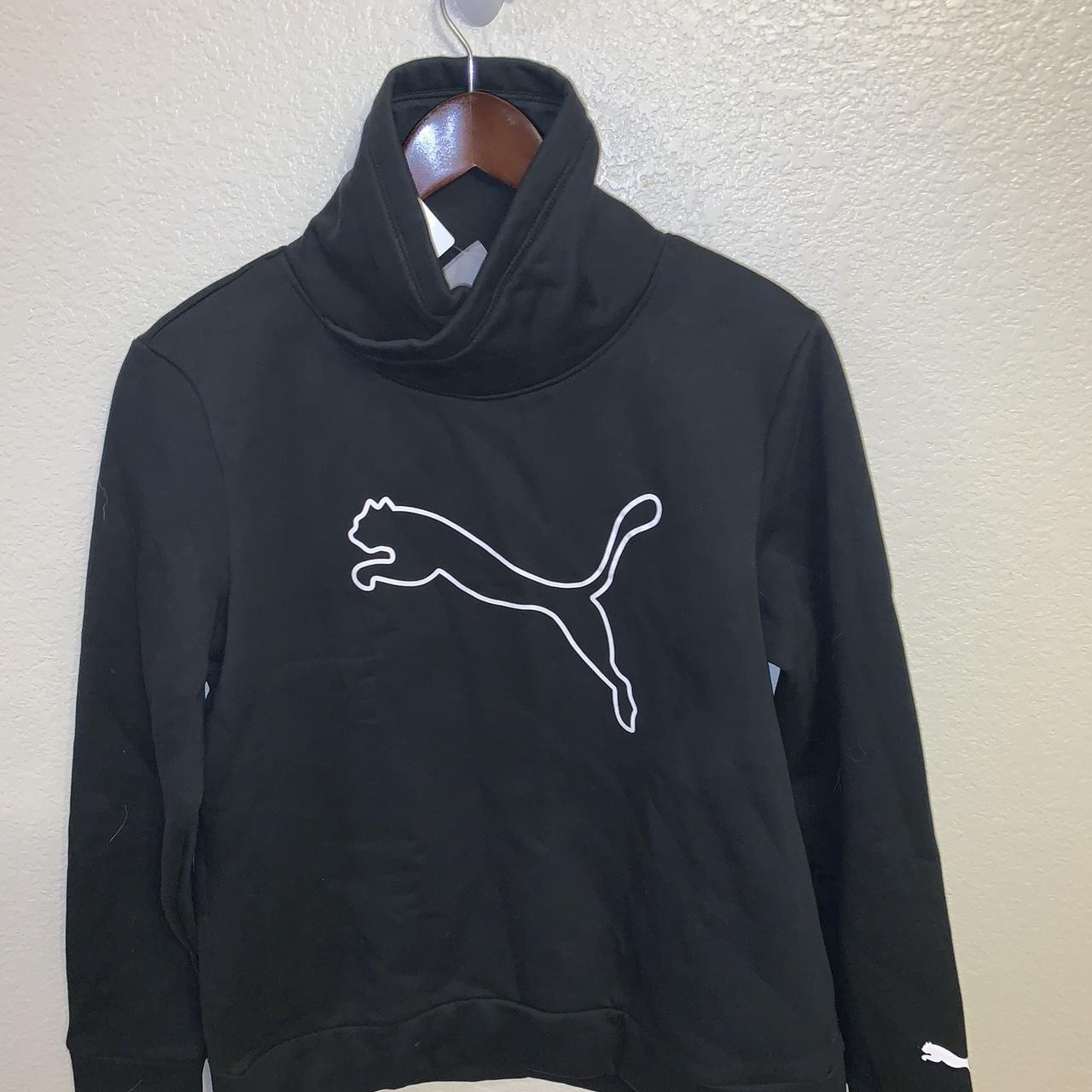 Puma unisex black fleece lined long sleeve side... - Depop