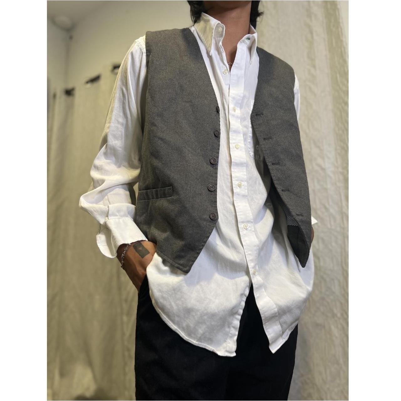 Men's Grey and White Waistcoats-vests | Depop