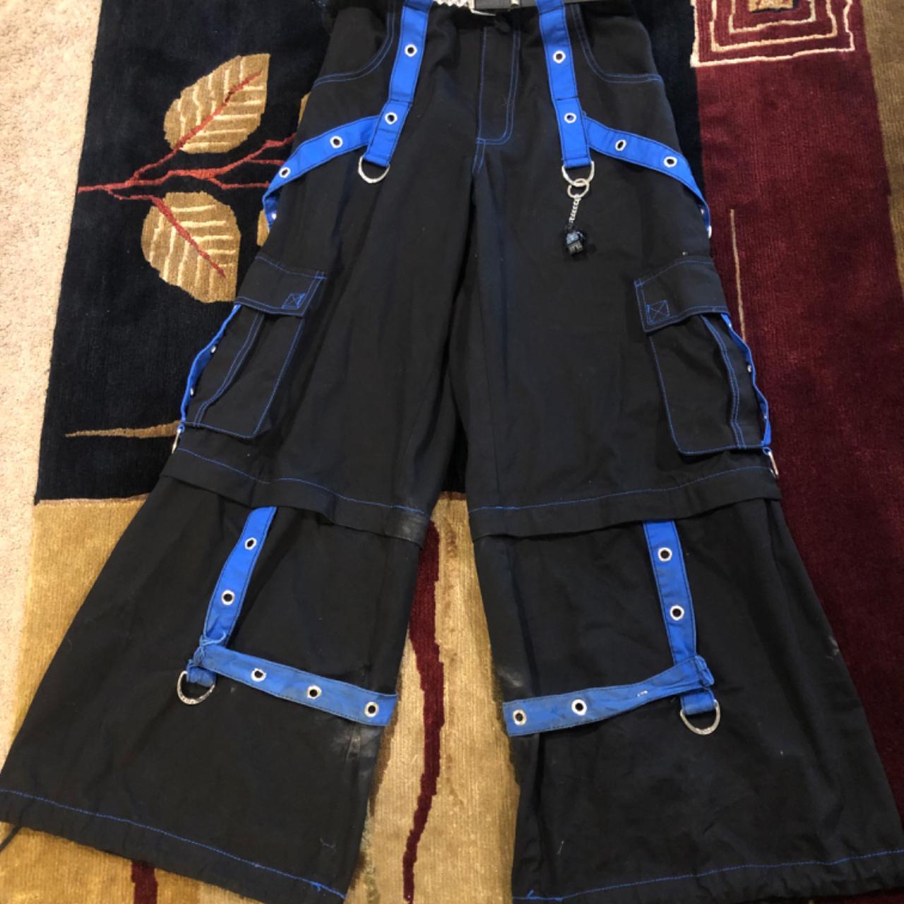 Tripp nyc black and blue pants Very Wide on the... - Depop