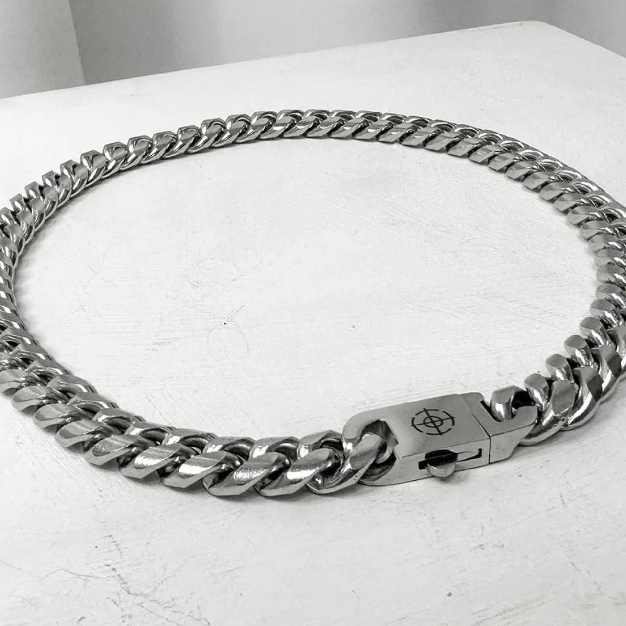 Blessed Bullet 20” stainless steel Cuban chain with... - Depop