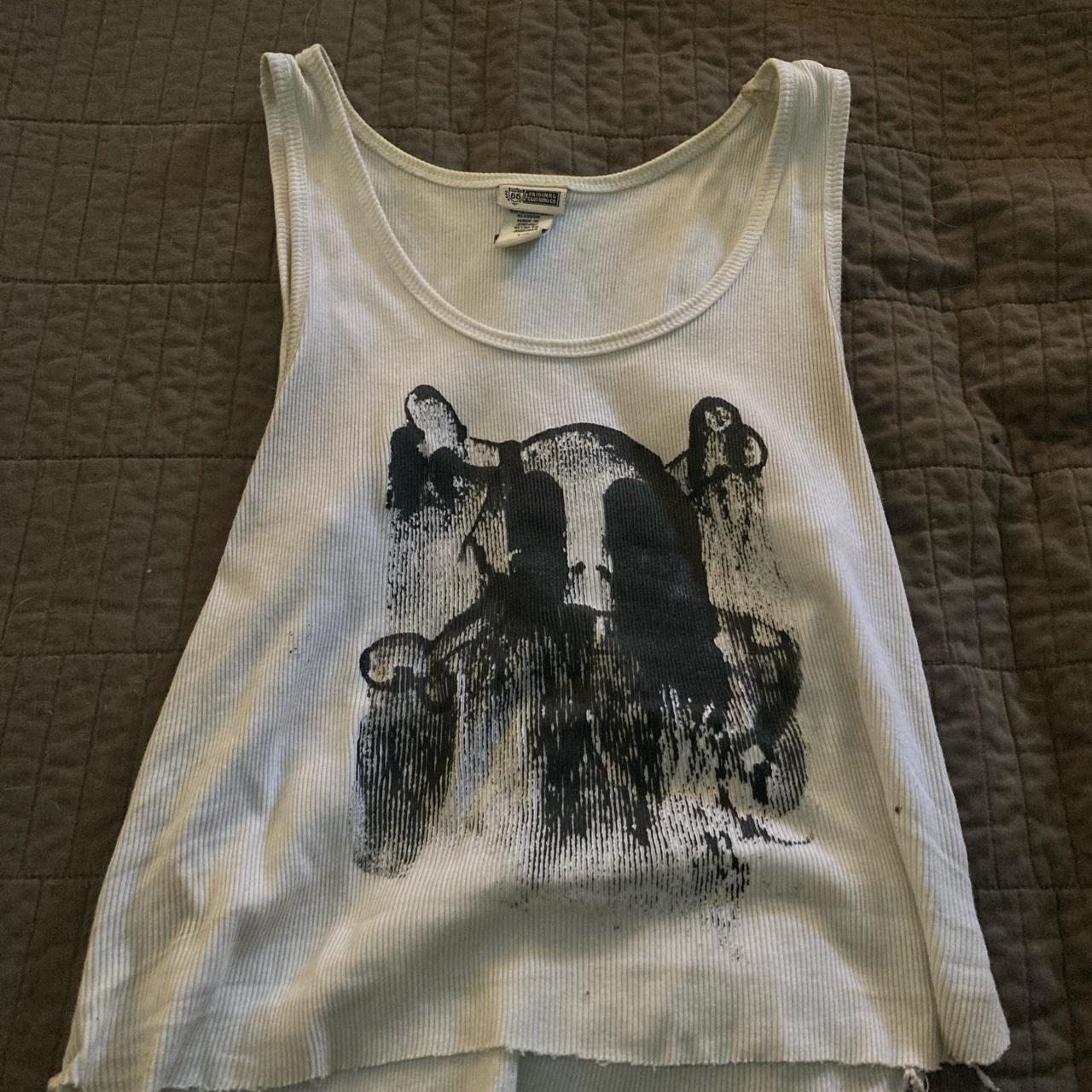 Hand made skull tank top crop top - Depop