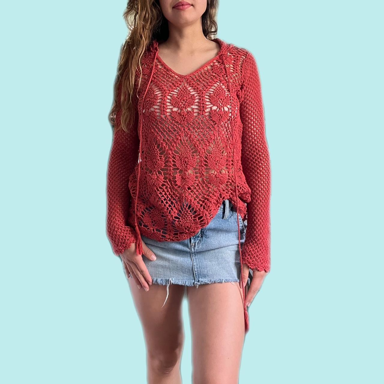 Rusty Red Crochet Hoodie 🎀 Great Condition Would be... - Depop
