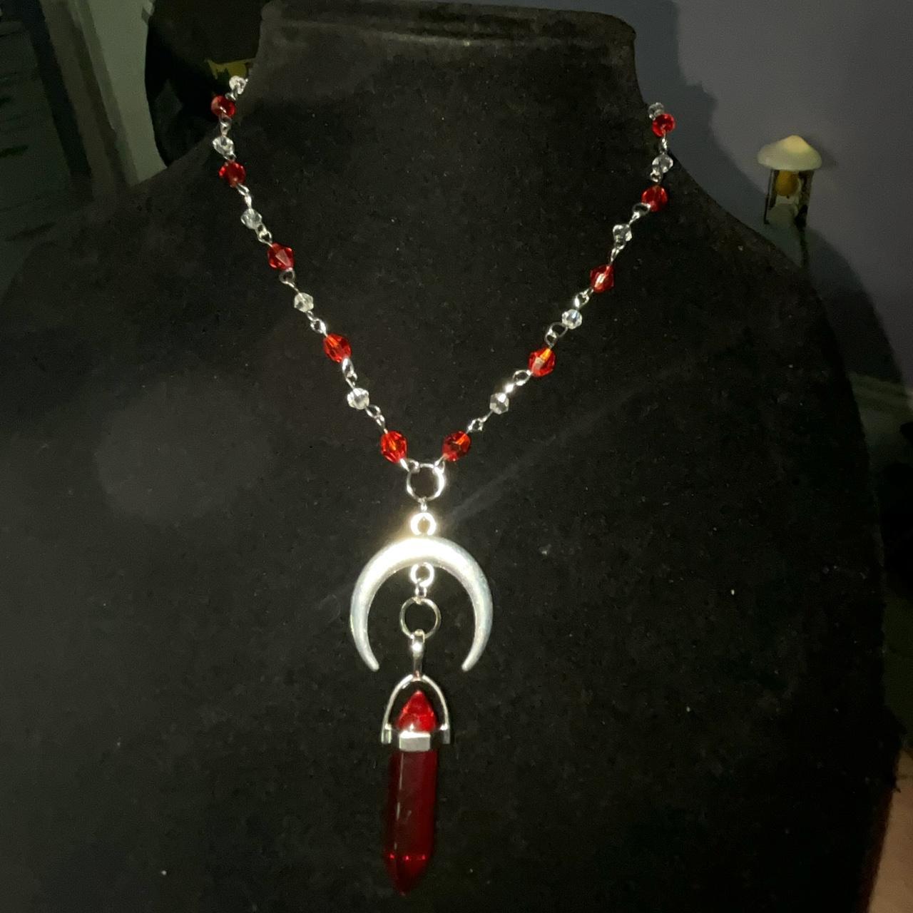 red crystal moon necklace ️🌙 - Depop