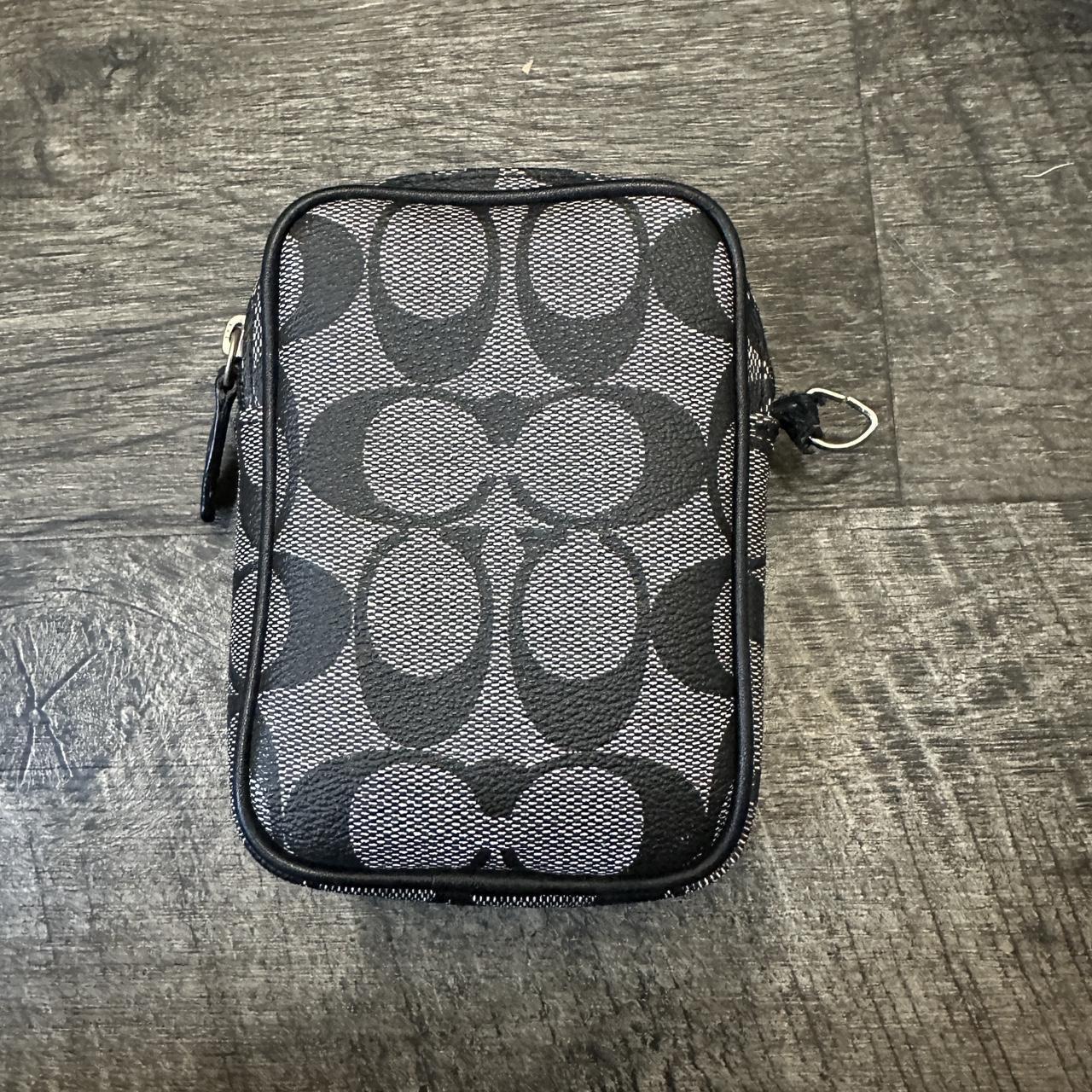 Coach Womens Gray Black Rectangular Wristlet... - Depop