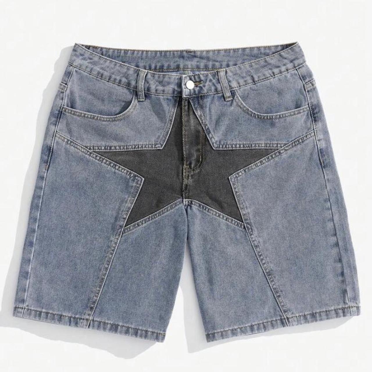 Y2K BABY BLUE STAR JORTS PAY WITH DEPOP. NO... - Depop