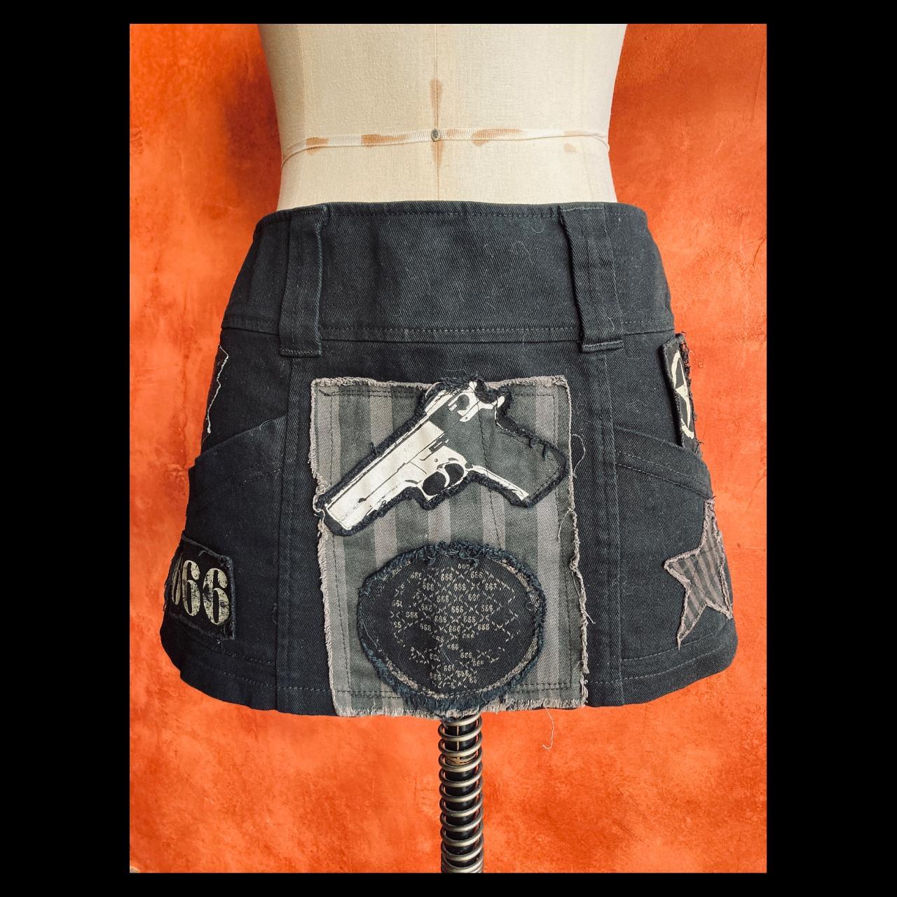 Rare Vintage SERIOUS CLOTHING Black Twill Mini Skirt... - Depop