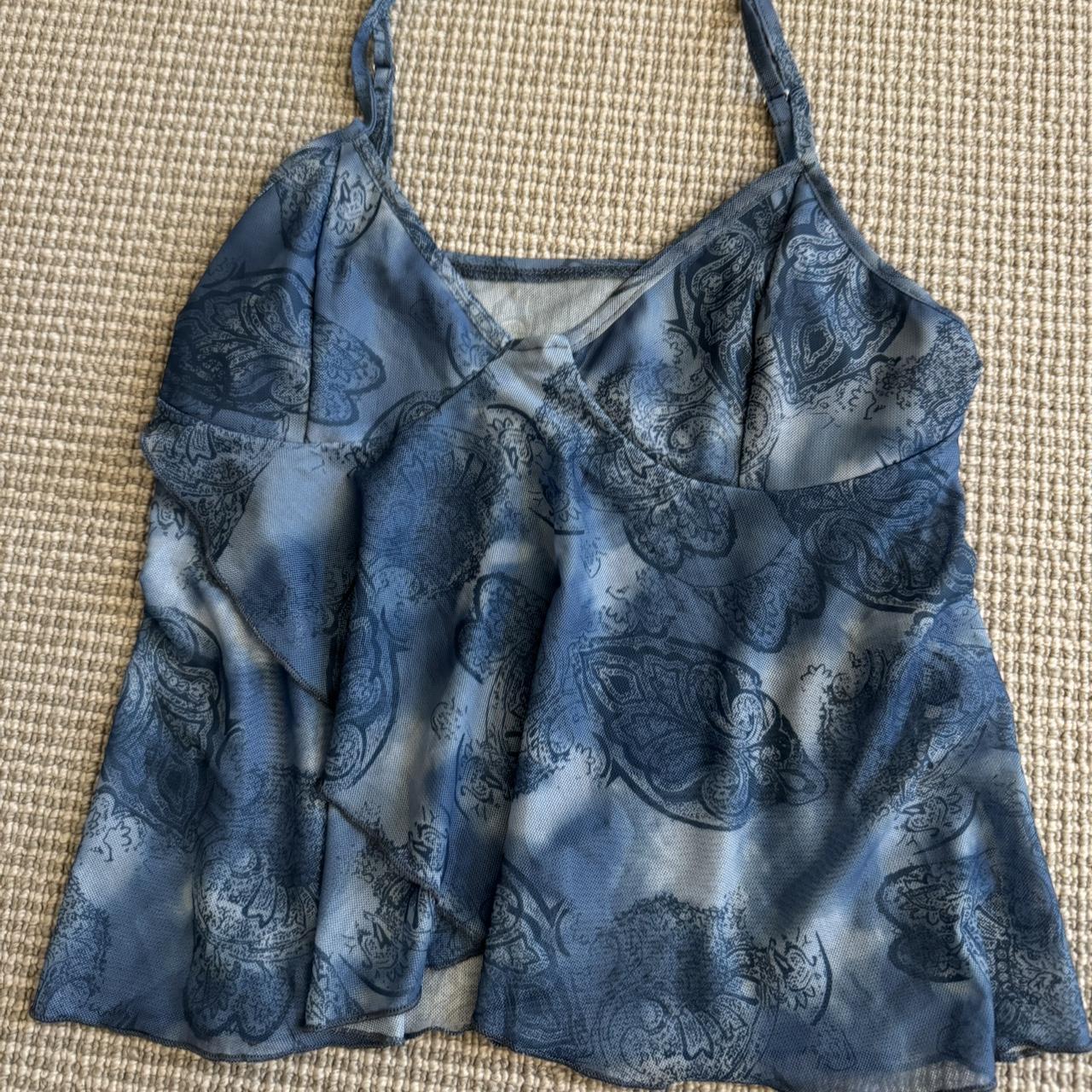 Blue and white paisley tank top #paisley #shein... | Depop