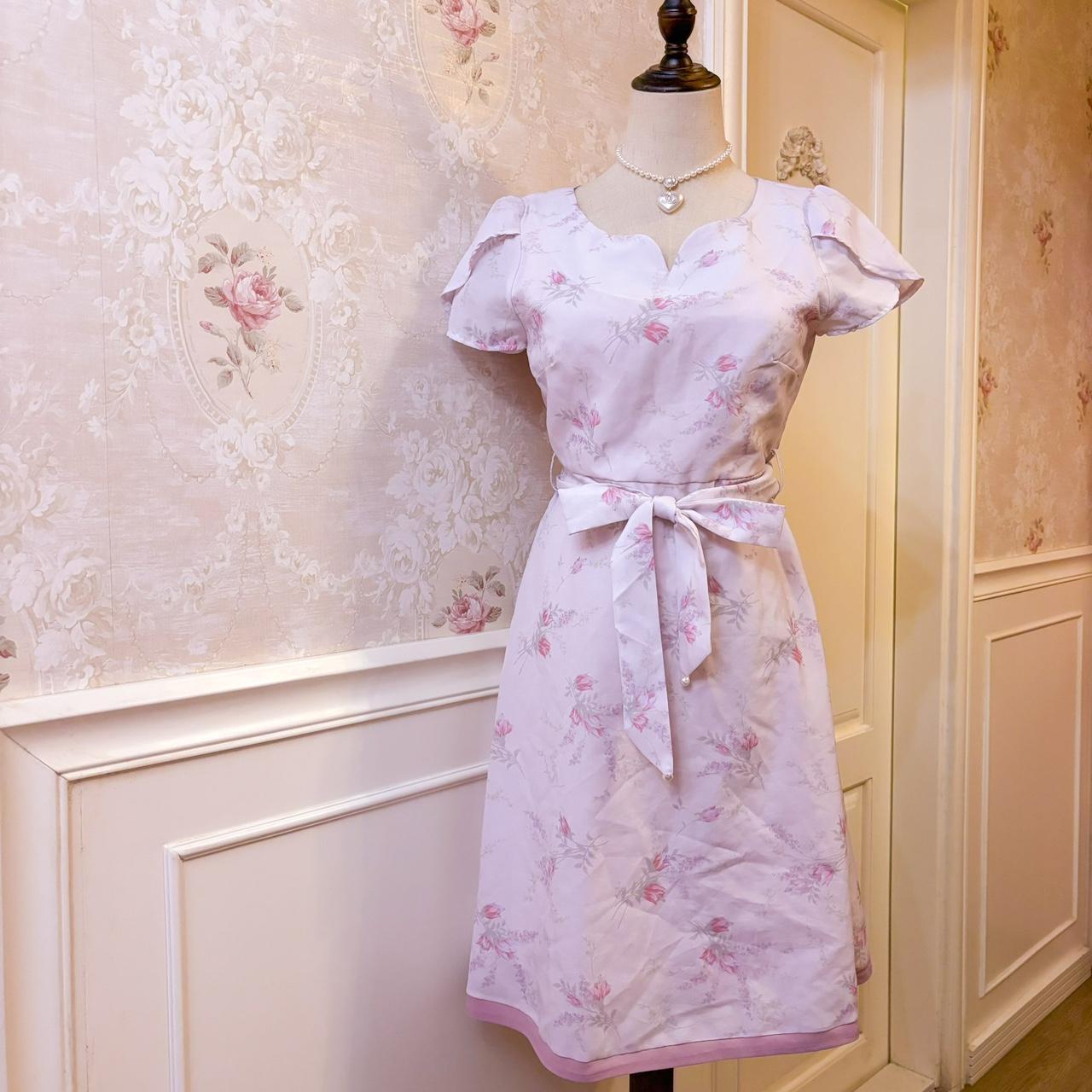 . Item tocca japan flower one piece summer pink bow... - Depop