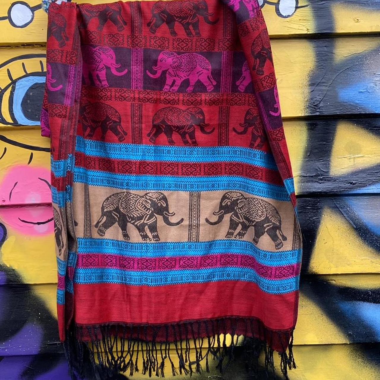 Pashmina colourful lucky elephant scarf/wrap.... | Depop