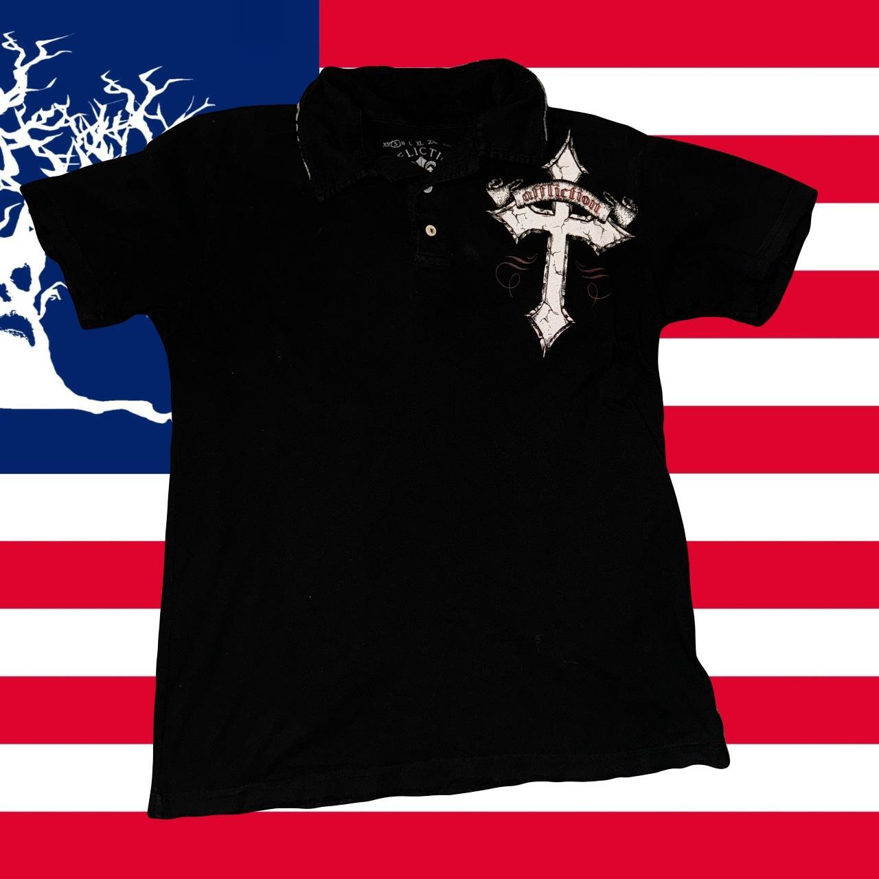 Affliction polo Crazyyyy rare Factory distressing 1... - Depop