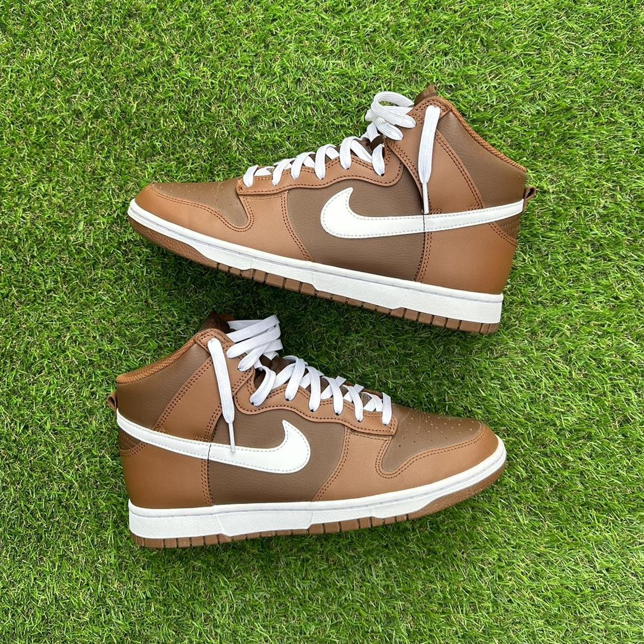 Brown Nike Dunk high size 9. Sick pair of dunks,... - Depop