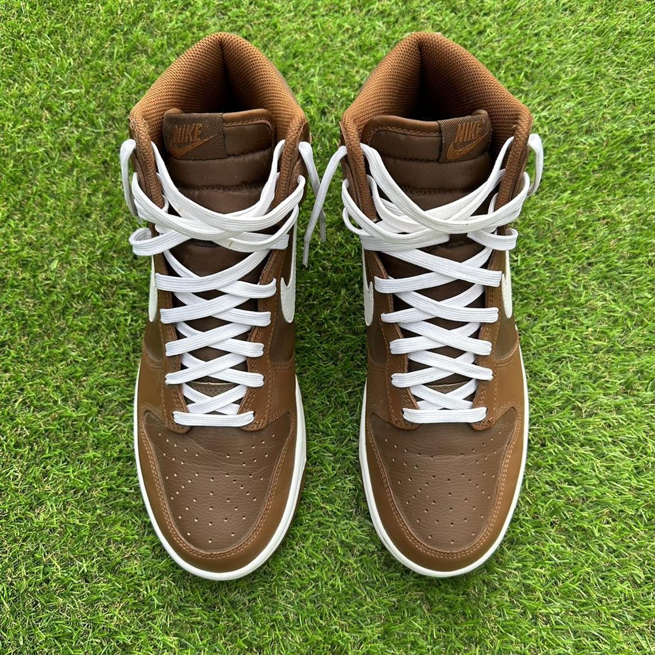 Brown Nike Dunk high size 9. Sick pair of dunks,... - Depop