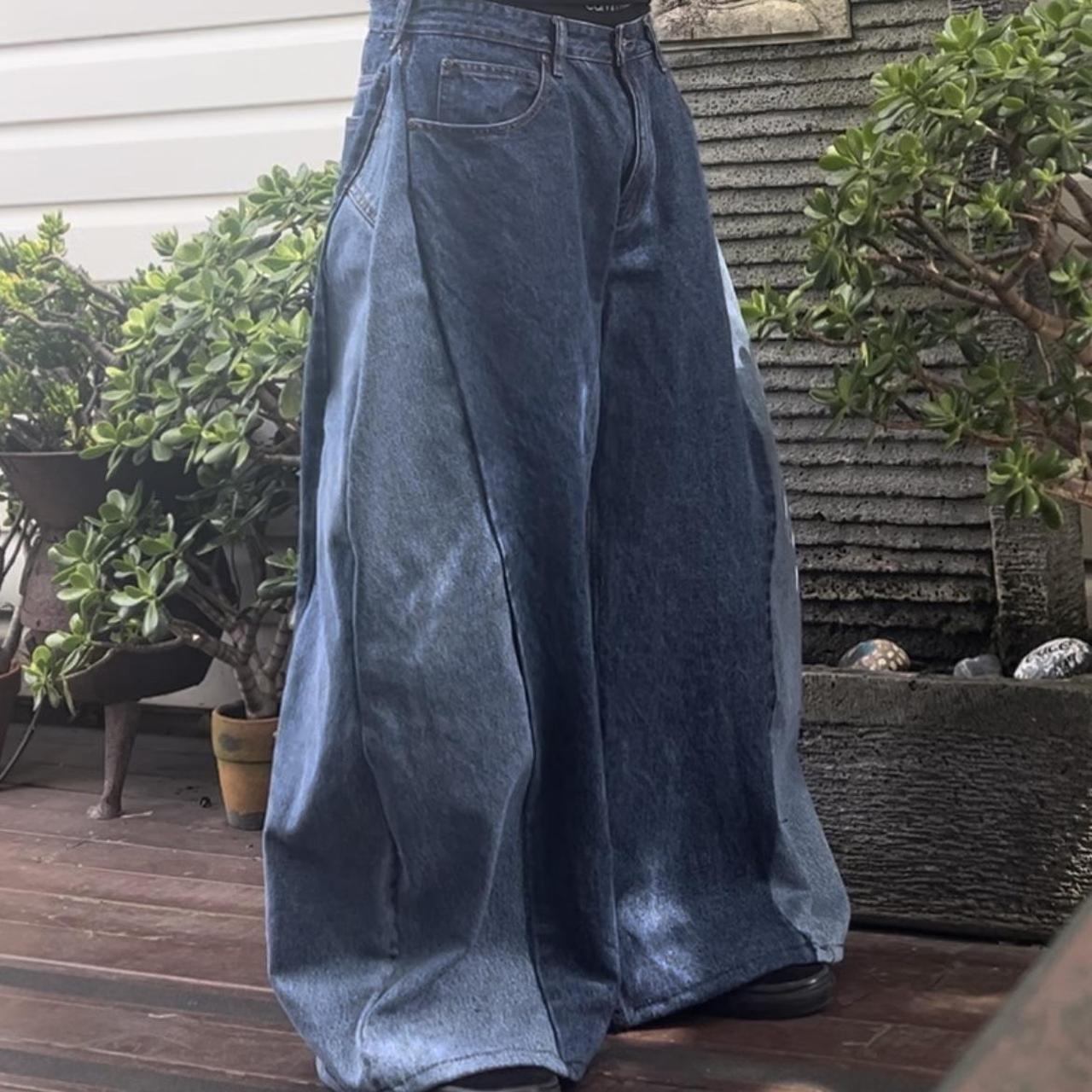Extremely baggy reworked denim With a leg opening... - Depop