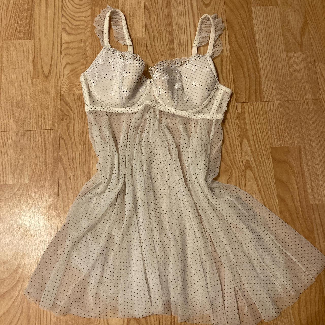 Intimissimi polka dot white lace slip with frilly... | Depop