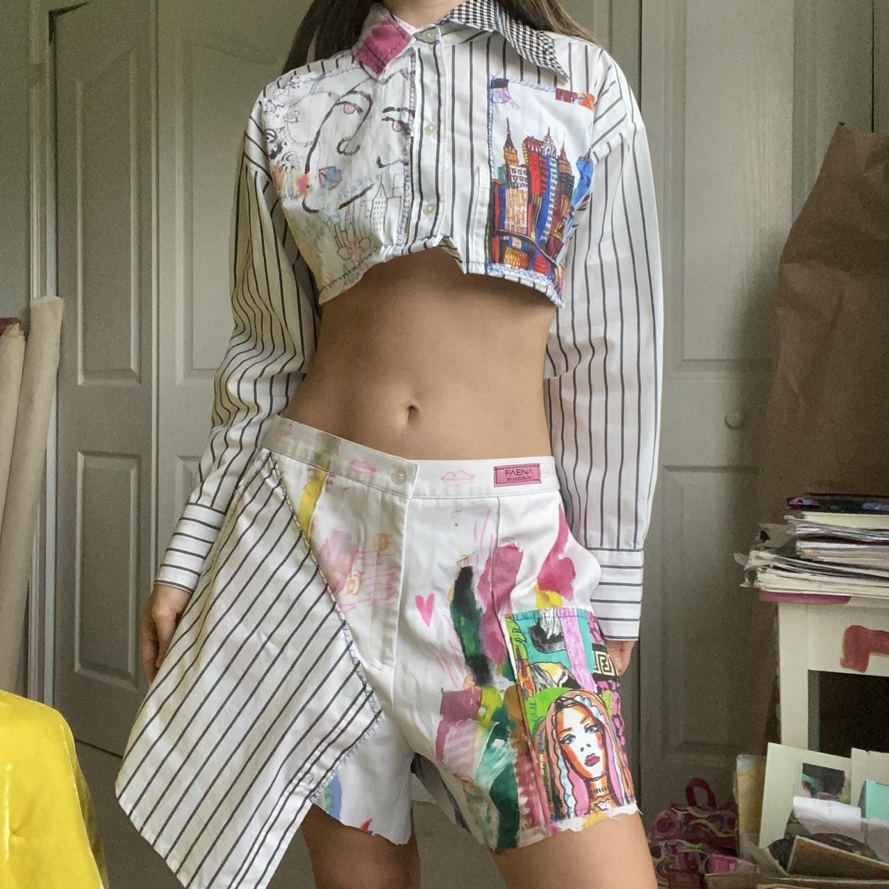 Pinstripe Katelyn Faena Grl Reworked Shorts💗 Size... - Depop