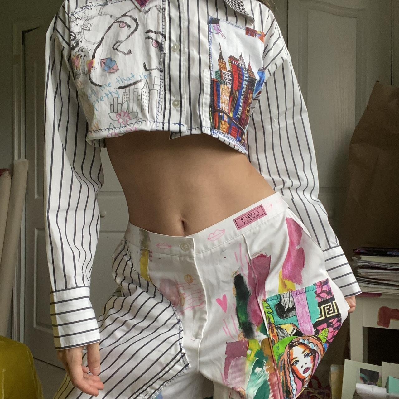 Pinstripe Katelyn Faena Grl Reworked Shorts💗 Size... - Depop