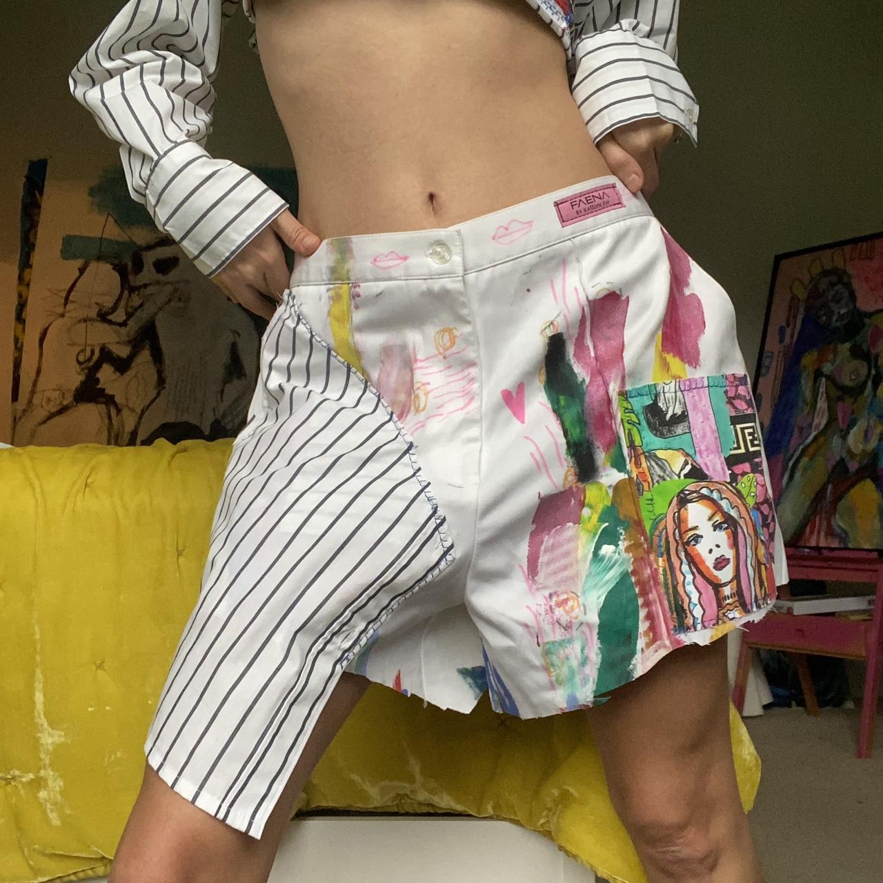 Pinstripe Katelyn Faena Grl Reworked Shorts💗 Size... - Depop