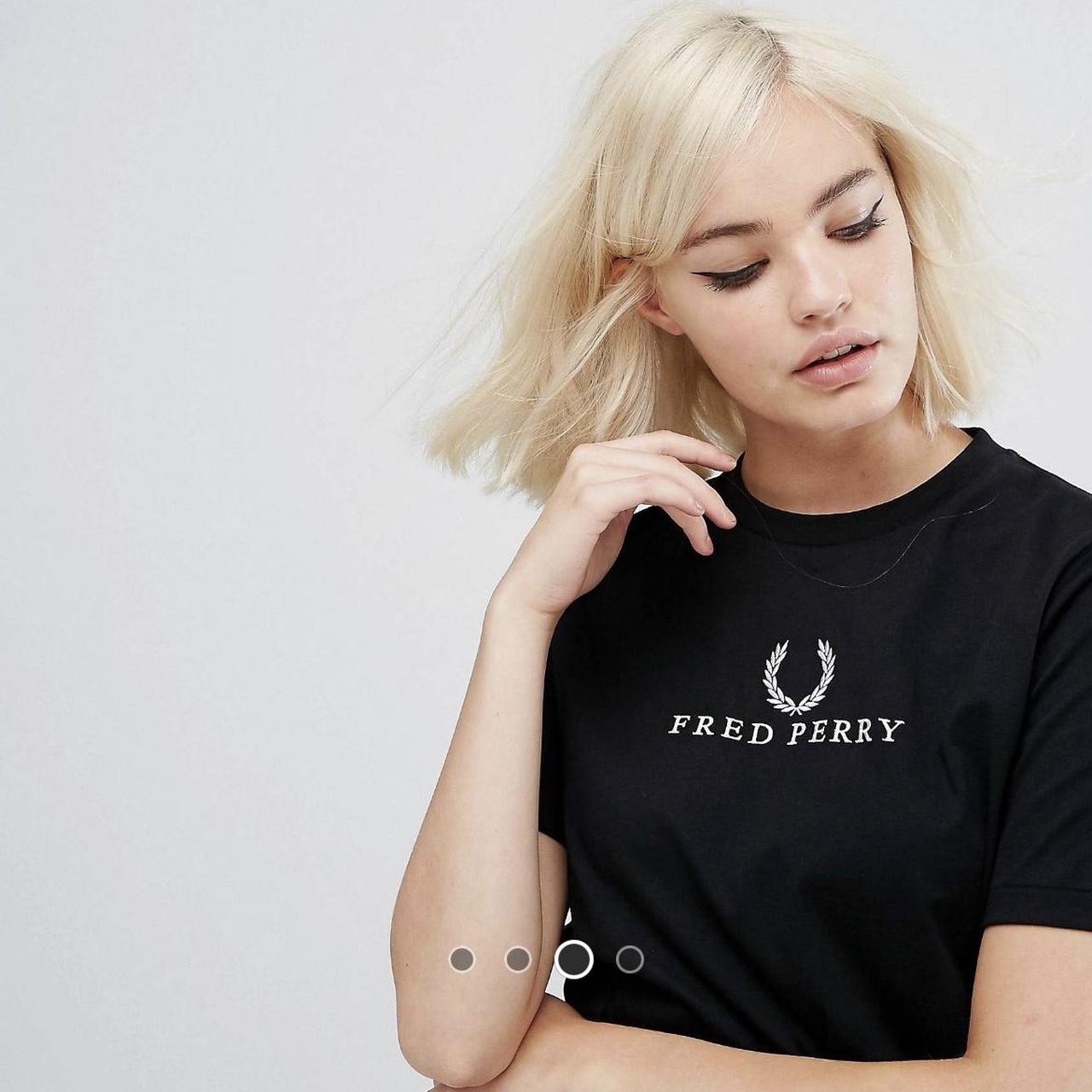 Women’s Fred Perry logo tennis t-shirt black, size... - Depop