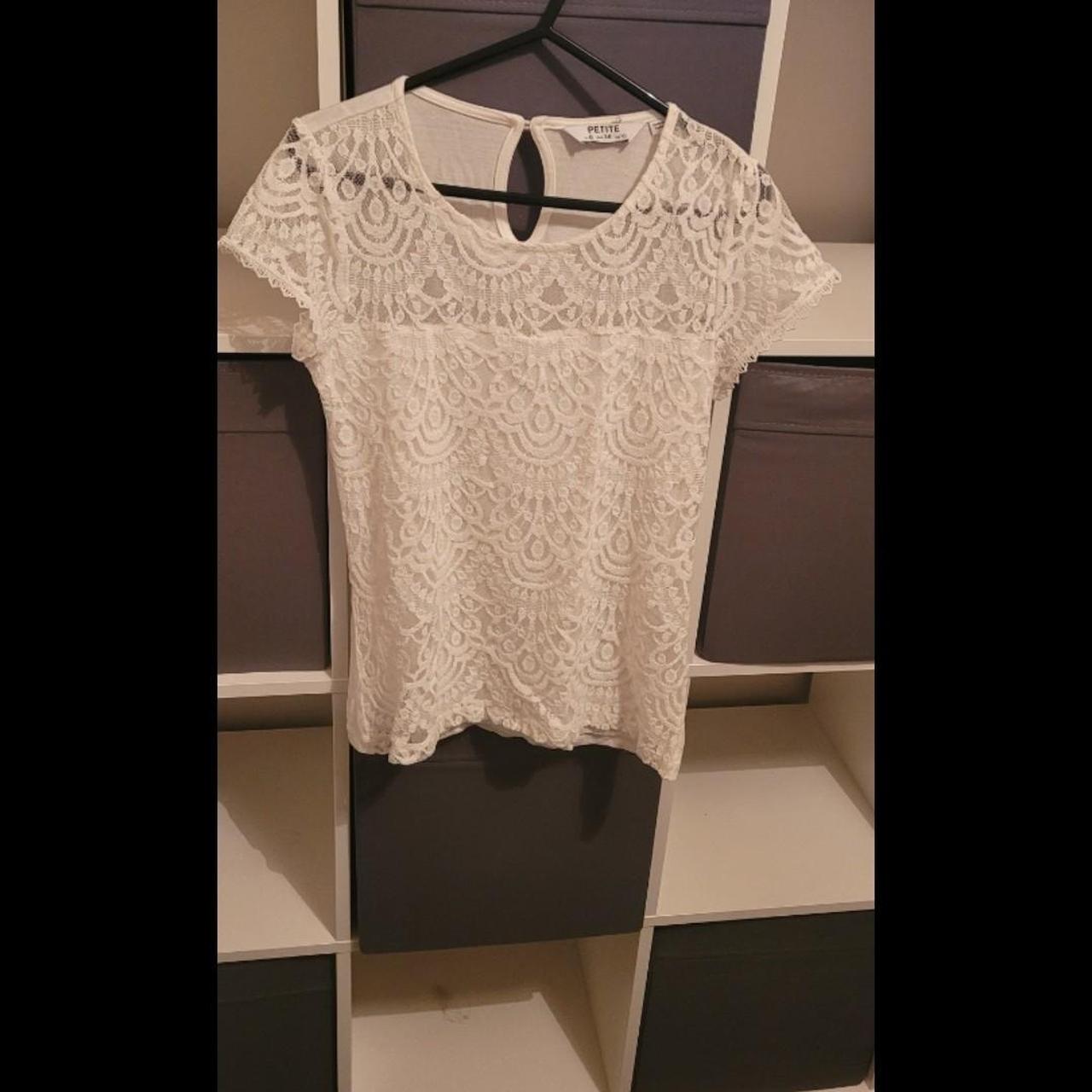 White lace front top Shein white lace front... - Depop