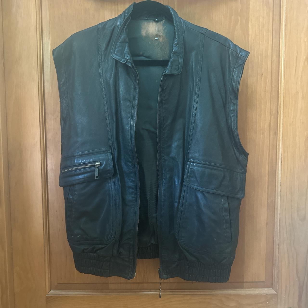 Rare asf zipper sleeve Y2k 90s goat leather cyborg vest - Depop
